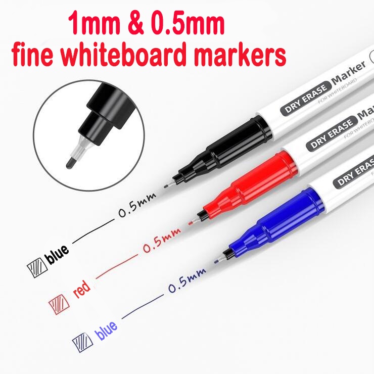 1mm&0.5mm Double Head Dry Erase Whiteboard Pens, 3 Colors Ultra Fine ...