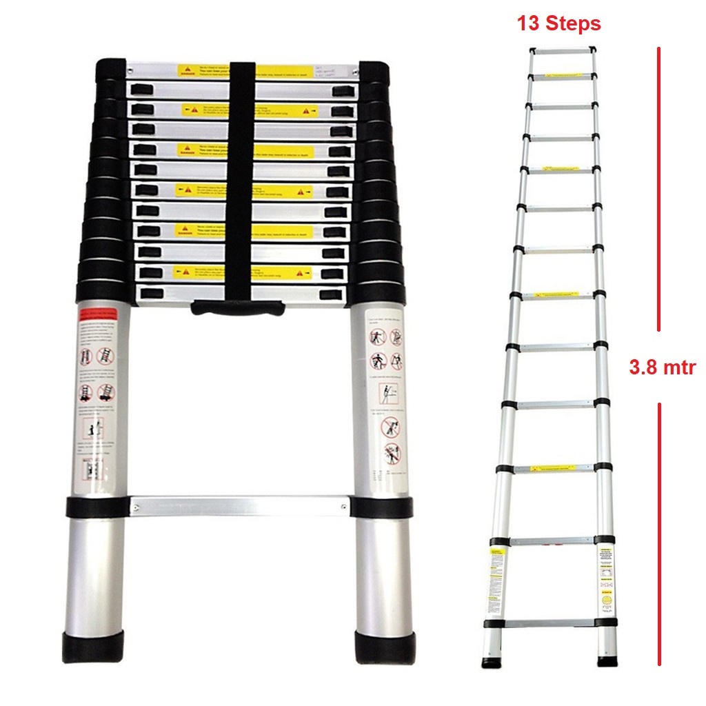 Heavy Duty Extendable Aluminium Telescopic Ladder Portable | Tangga ...