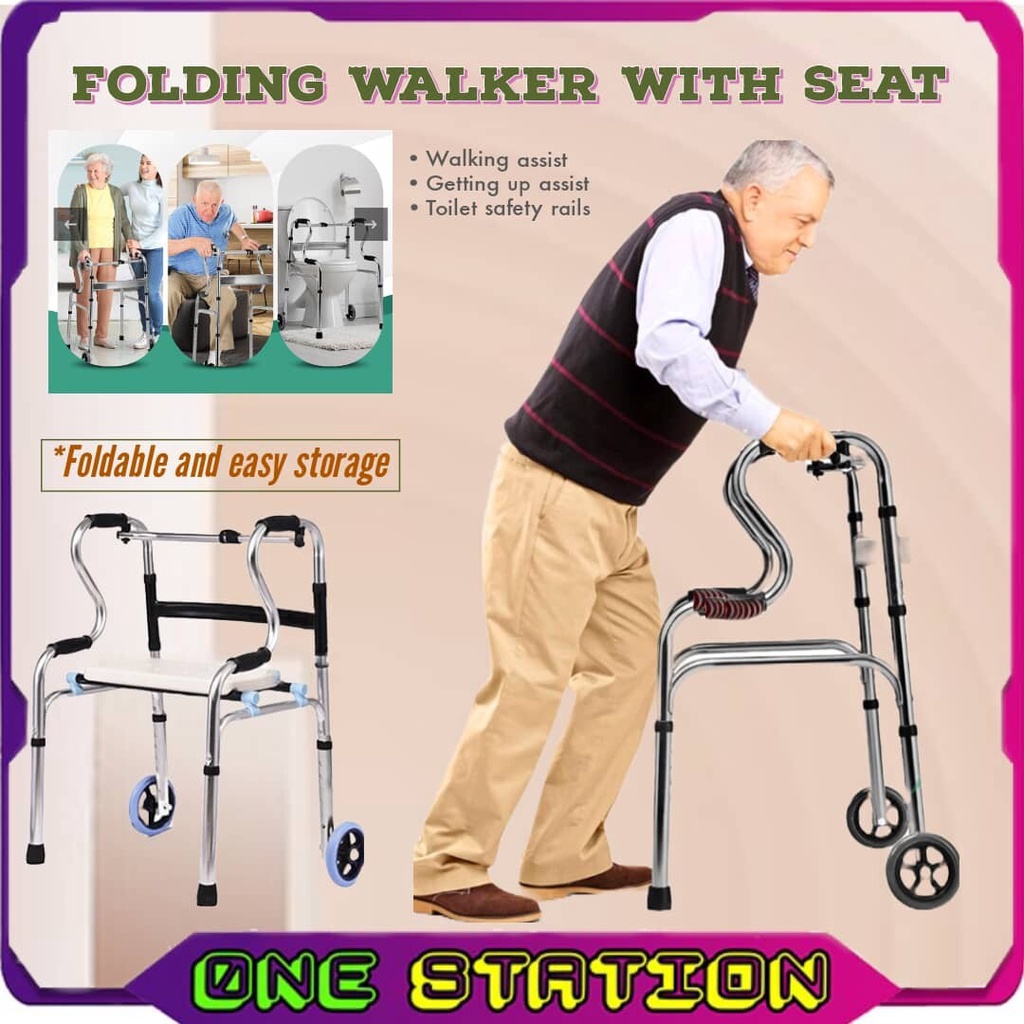 Walking Frame Curve Handle with Seat and Wheel Walking Aids for Elderly ...