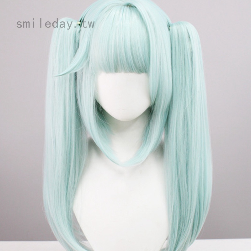 Smile Yuanshen Enamel Wig Light Cyan Tiger Mouth Clip Double Ponytail ...