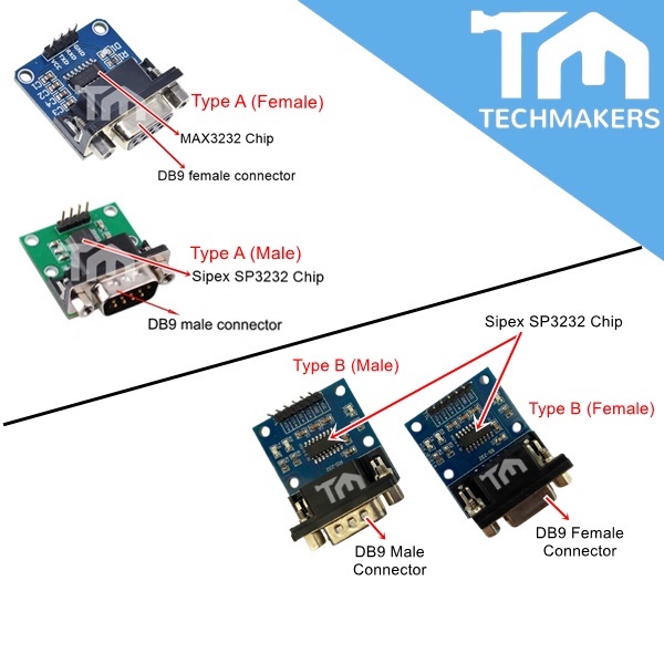 TTL UART to RS232 DB-9 Pin Male / Female Conversion Converter MAX232 ...
