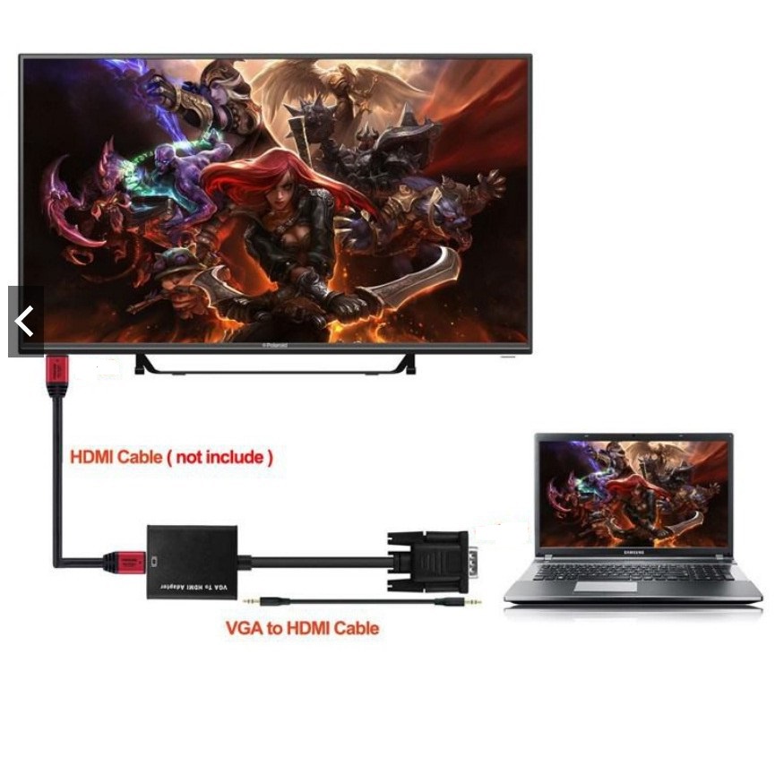 VGA to HDM Converter With Audio Male to Female Adapter Cable For PC ...