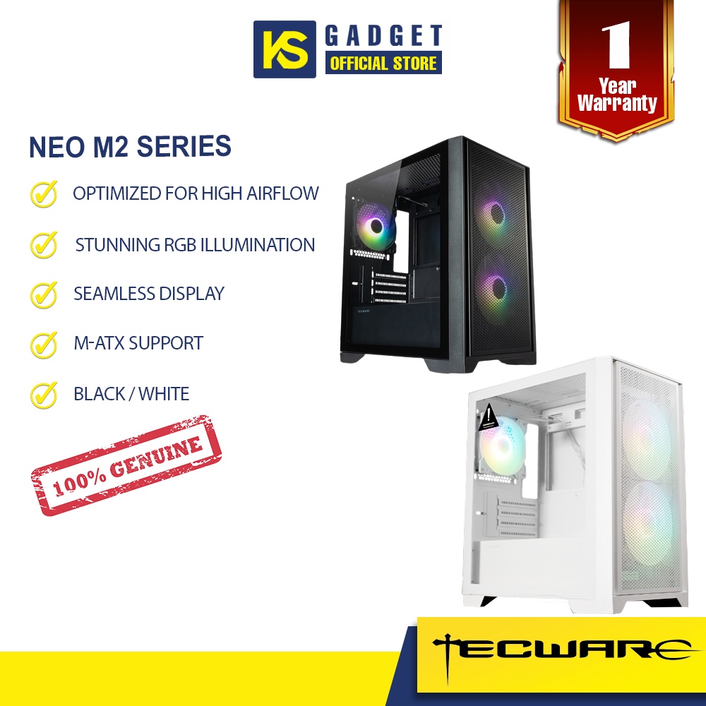 Tecware NEO M2 TG ARGB MATX CASE (BLACK) - 1 Year Warranty | Shopee ...