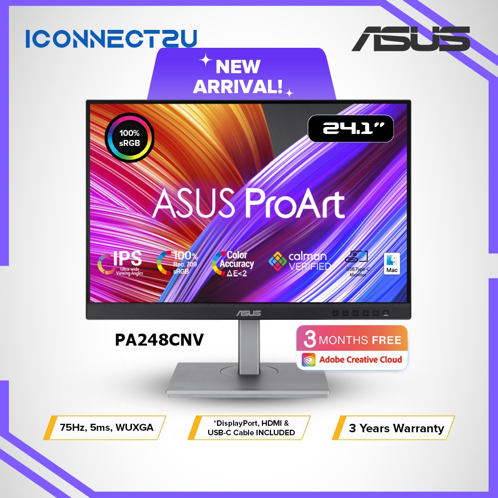 Asus 24.1" Proart PA248CNV IPS WUXGA 75Hz USB-C Docking Eye Care ...