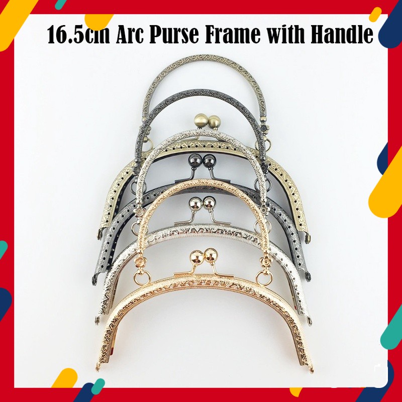 16.5cm Arc Shape Purse Frame with Handle / Kisslock Kiss Lock Frame ...