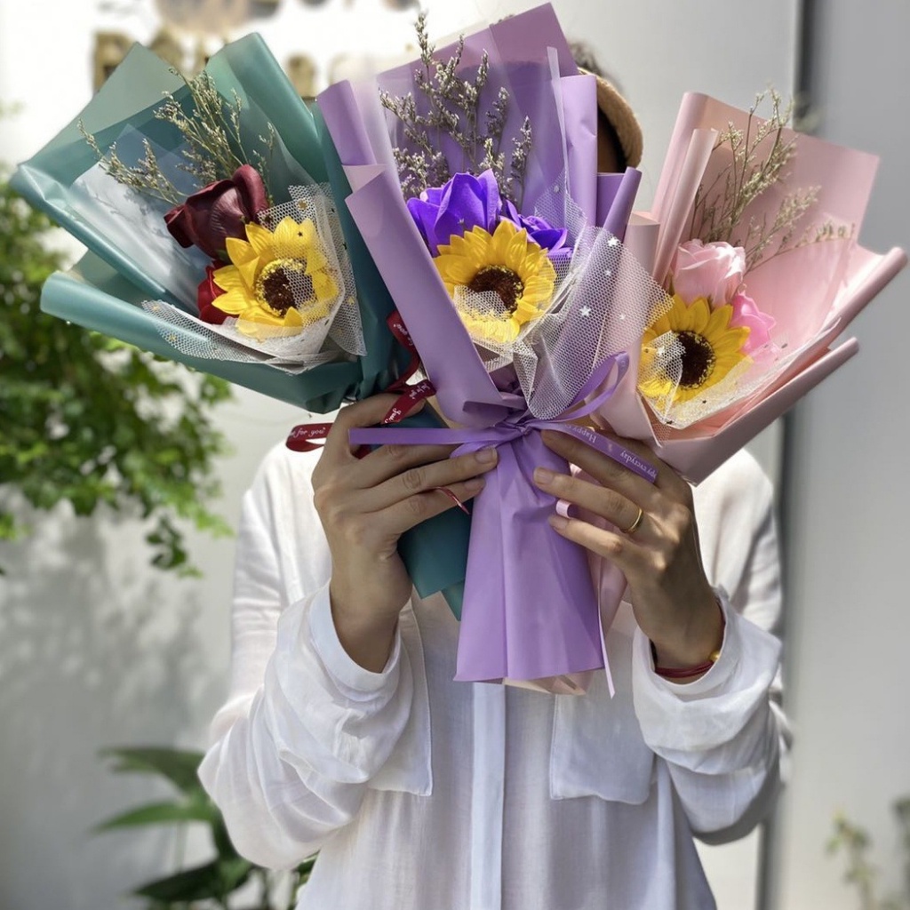 FY Soap Flower Sunflower Bouquet Bunga Matahari Convo Graduation ...
