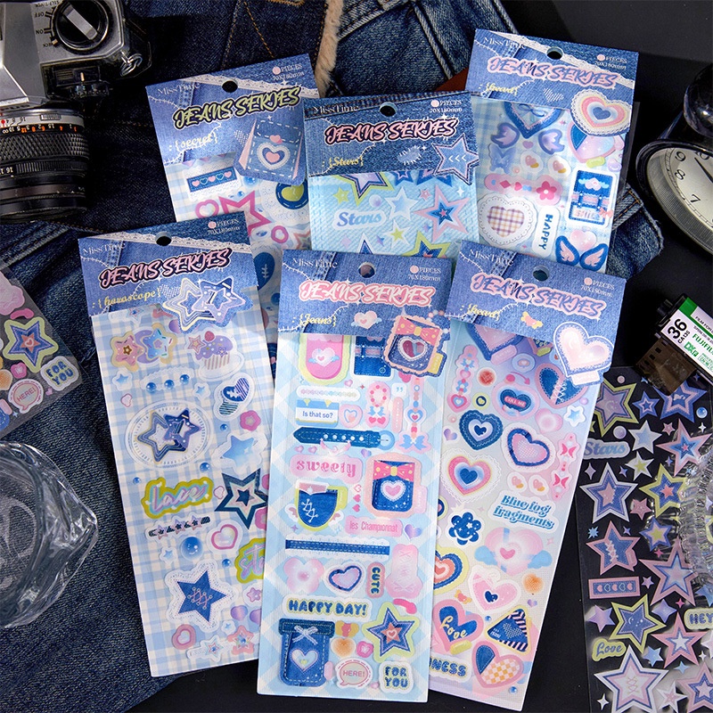Retro Denim Jeans Style Stickers Student Lovely Decorative DIY Jeans ...