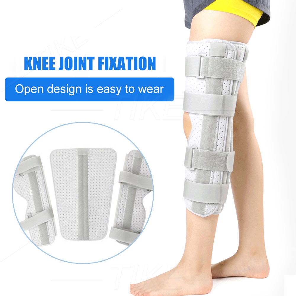 3-Panel Knee Immobilizer Full Leg Support Brace Aluminum Alloy Straight Knee Splint for Knee ...