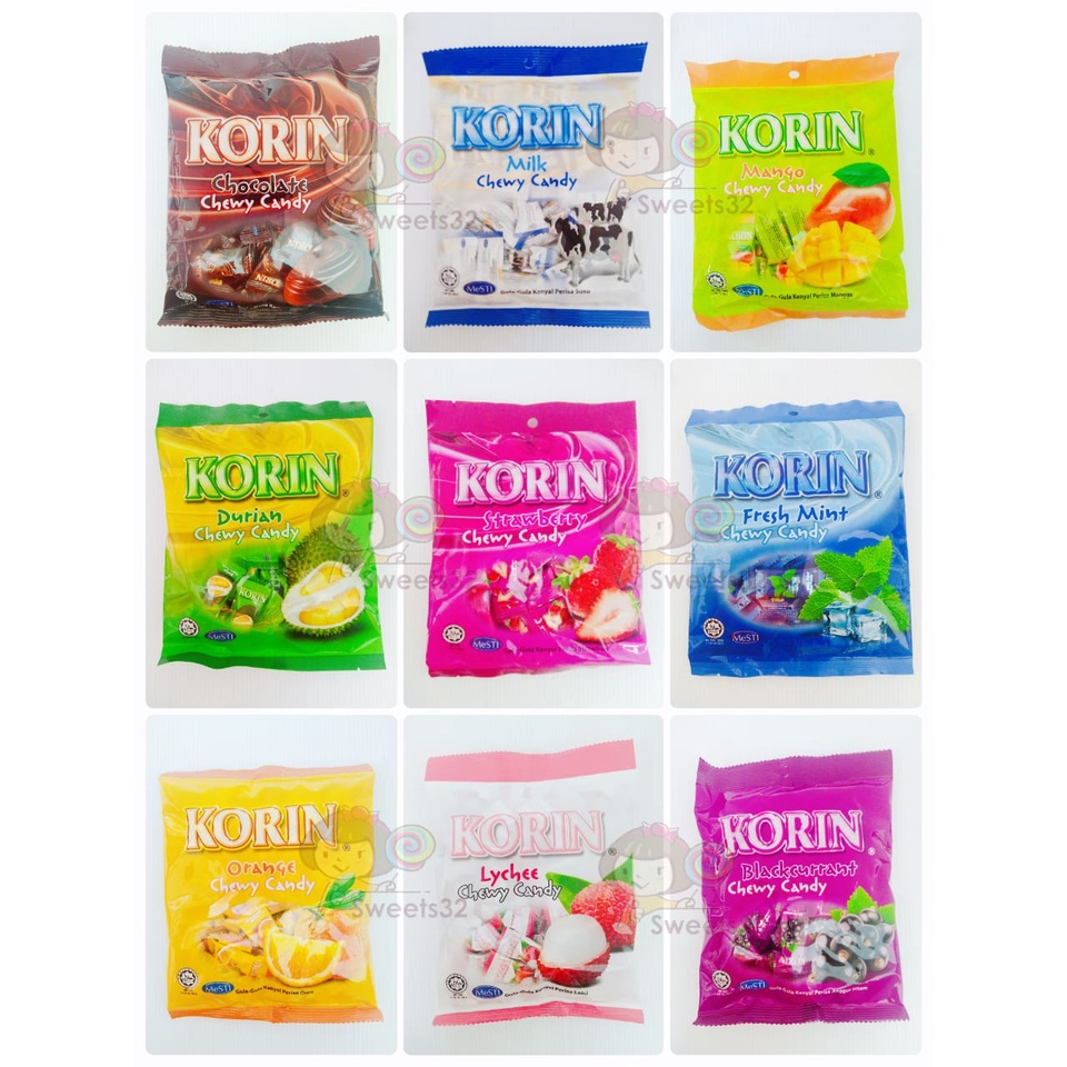 Korin Chewy Candy 120gm Mix fruit durian mint chocolate flavour ...