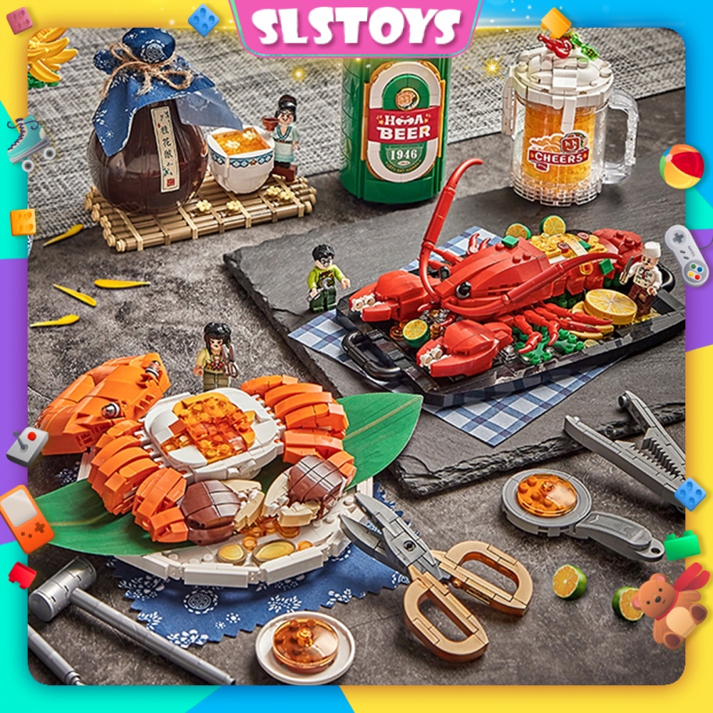 LOZ IDEAS 1945 / 1946 Mini Block Crab Lobster China Street Food Shop Series Chinese China ...