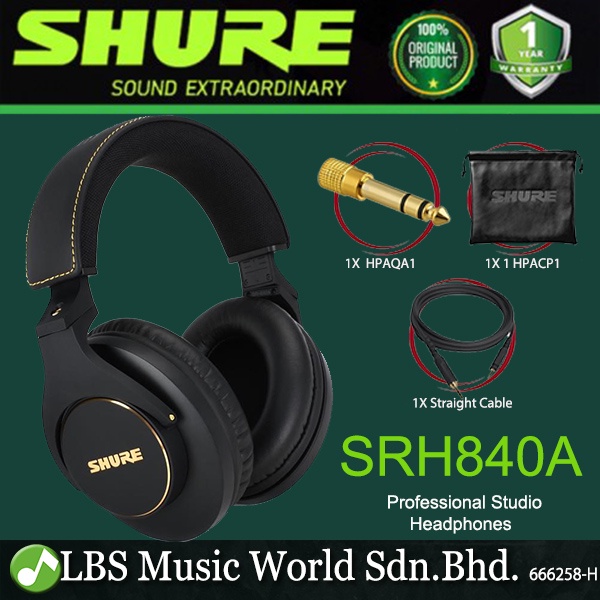 Shure SRH840A Closed Back Professional Monitor Studio Headphones with ...
