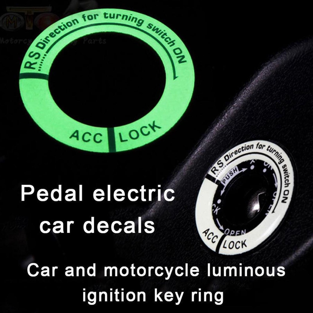 CAR MOTOR KEY START STICKER GLOW LIGHT Fluorescence Ring Hole Luminous ...