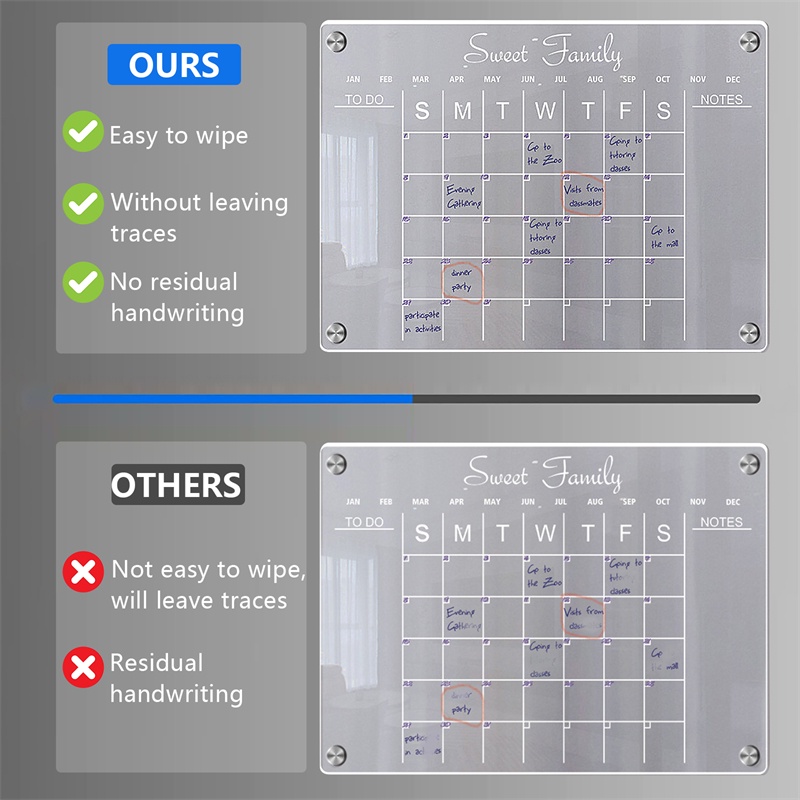 Transparent Acrylic Week Plan Board Erasable Magnetic Refrigerator ...