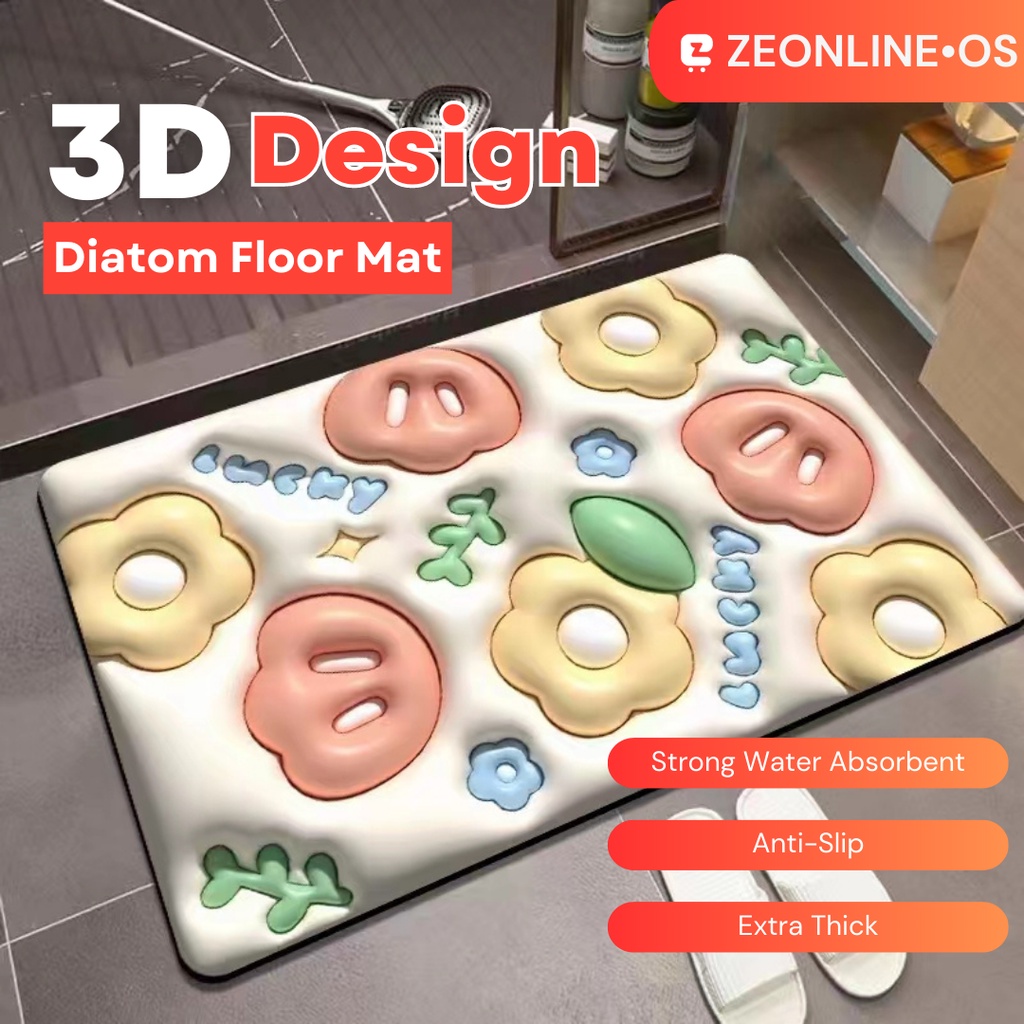 3D Printing Design Anti-Slip & Super Water Absorbent Diatom Mud Floor ...