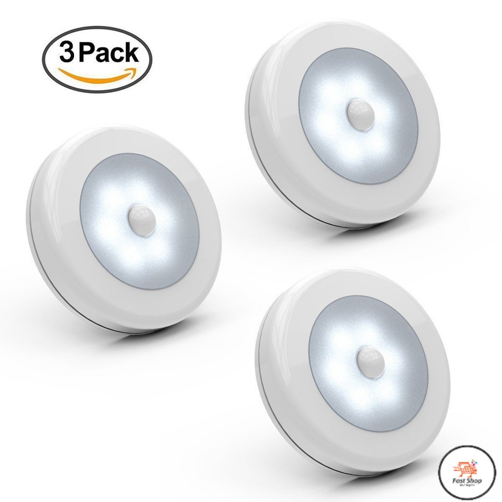 FS 3Pack 6 LED Motion Activated Sensor Indoor Battery Operated Wireless ...