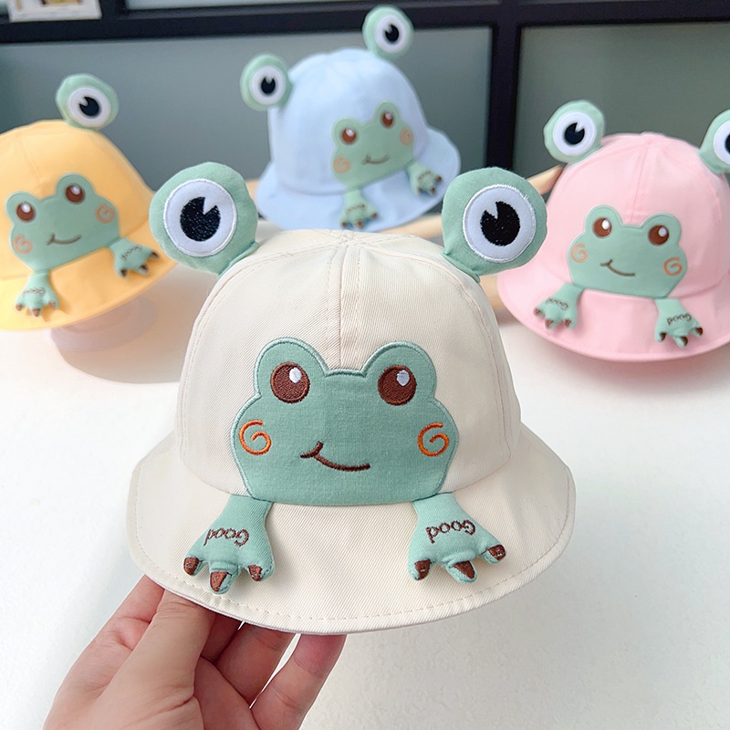 Bucket Hat Kids Cute Little Frog Baby Hat Thin Shade Baby Fisherman Hat ...