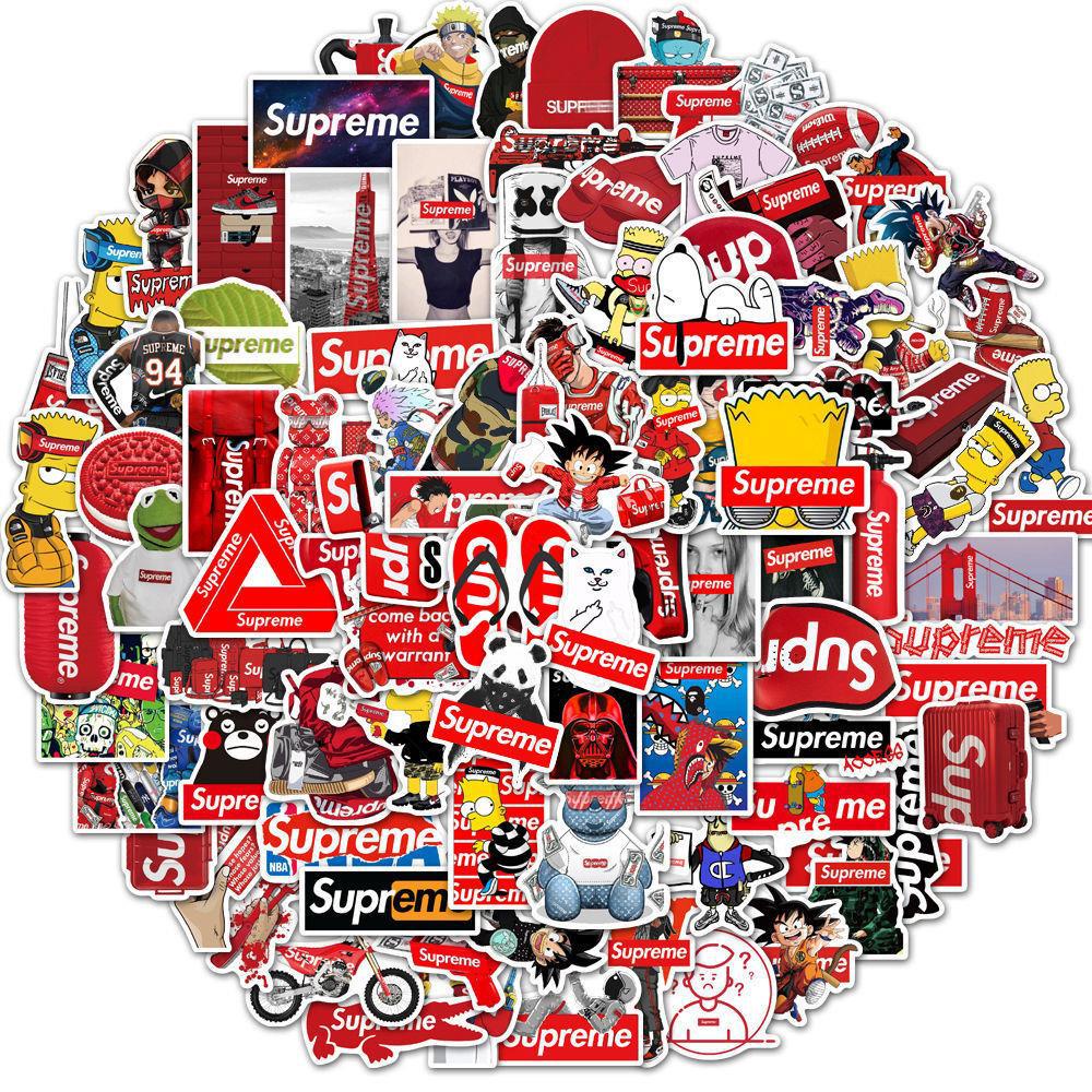 100PCS Red Supreme Personalized Trendy Graffiti Stickers For Luggage ...