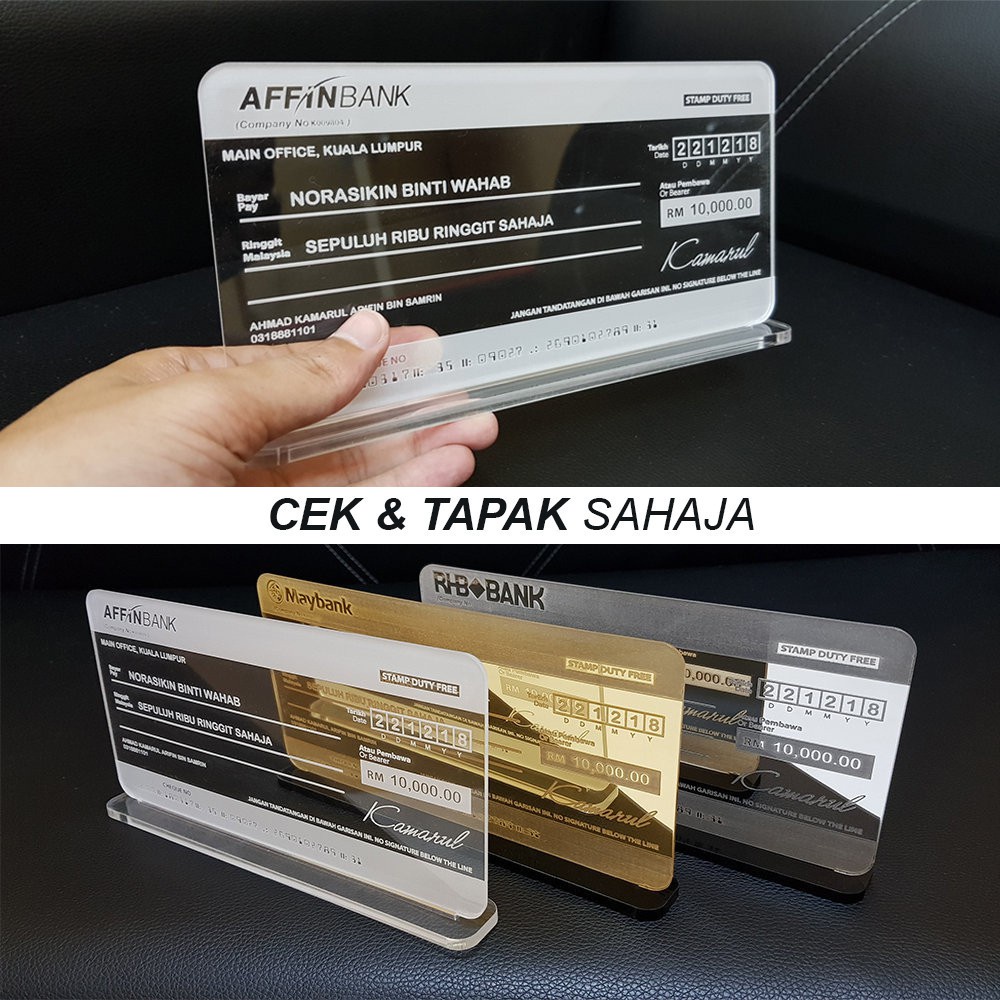 Cek Hantaran + Box / Cek + Tapak | Replika Cek | Cheque Hantaran Nikah ...