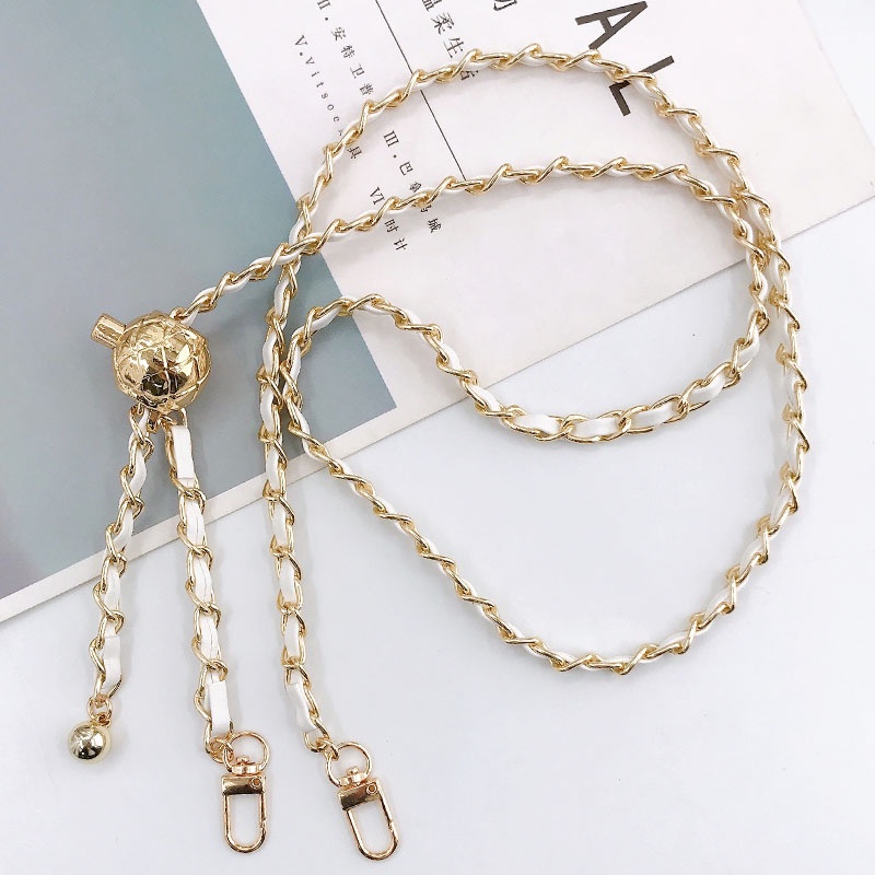New Leather Metal Chain Retractable Adjustable Cross-body Chain Mobile ...