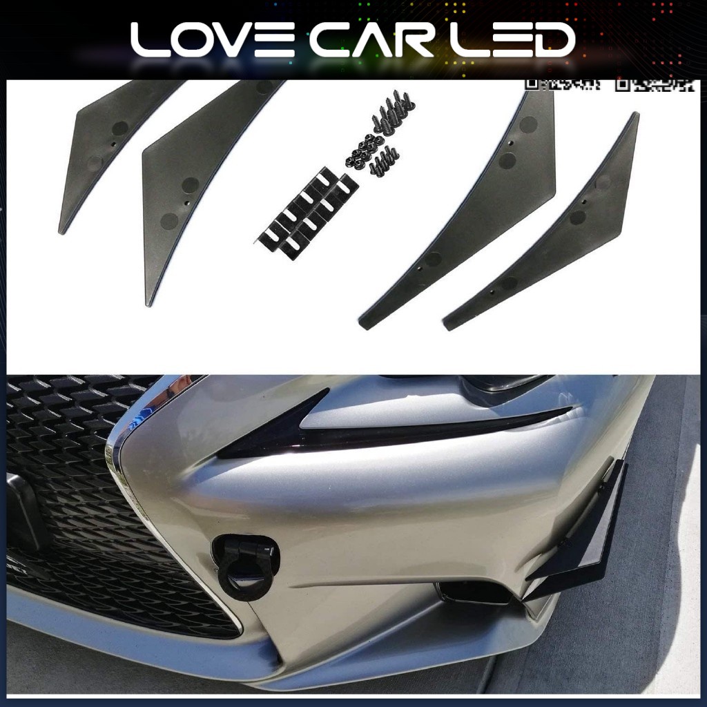 4pcs Black Front Bumper Canard, Body Diffuser Fin Universal Fit Any Car ...