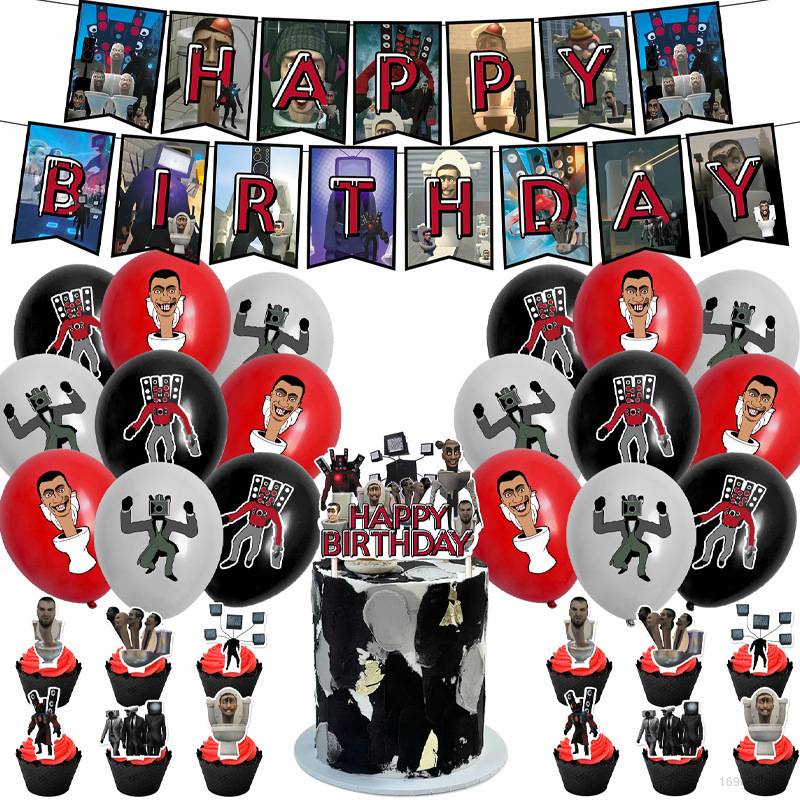 23 Skibidi toilet terror theme birthday party decorations banner cake ...