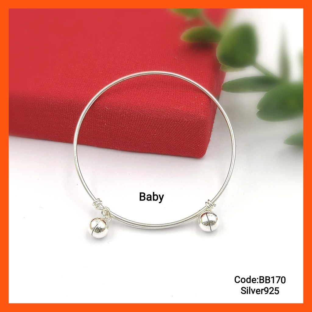 Factory Direct #BB170 Cute Simple Bell Baby Bangle-Sterling Silver 925 ...