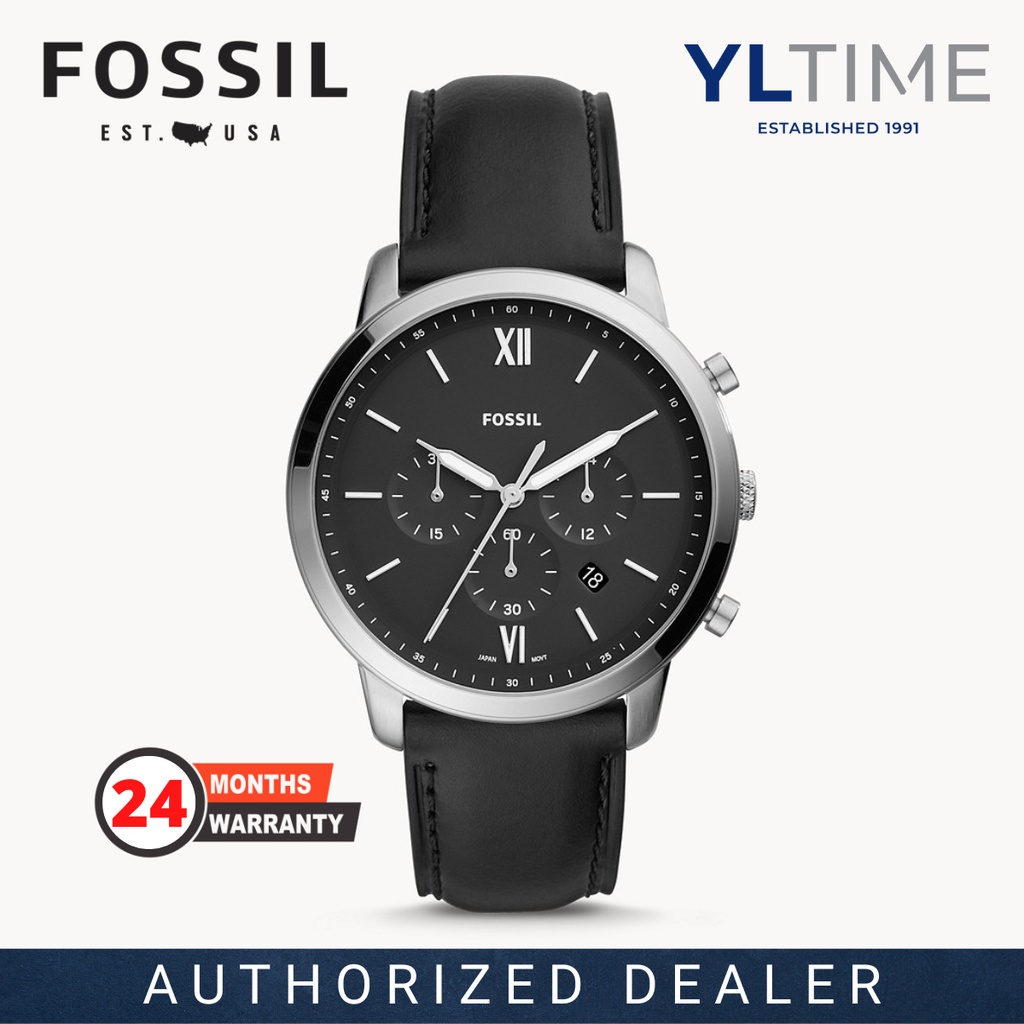 Fossil Gent FS5452 Neutra Chronograph Black Leather Watch (100% ...
