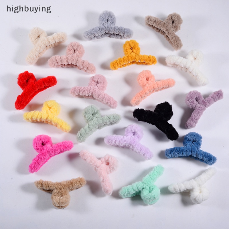 HBMY Women Hair Claw Plush Clip Cute Korean Fall Winter Solid Elegant ...