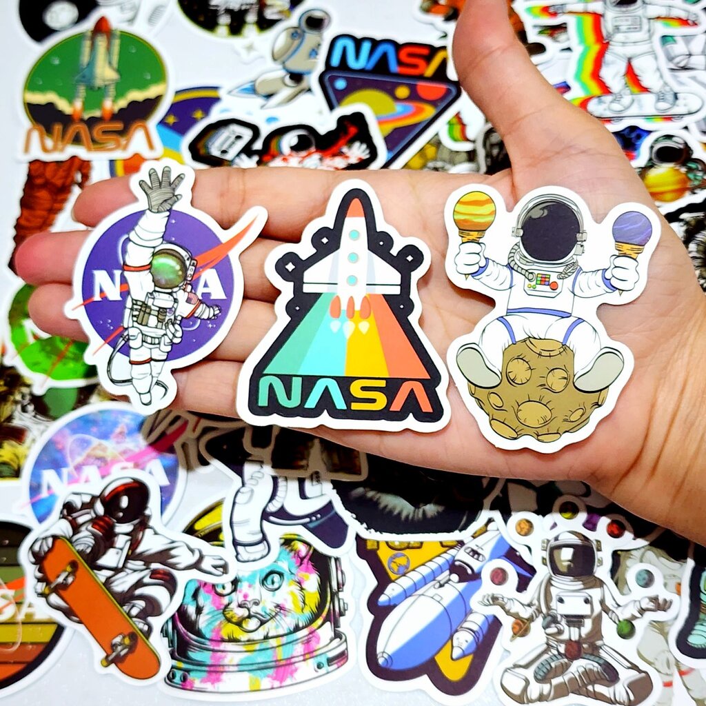 NASA sticker (Set Of 2) astronaut Spaceship Firmly Waterproof (50 Pcs ...