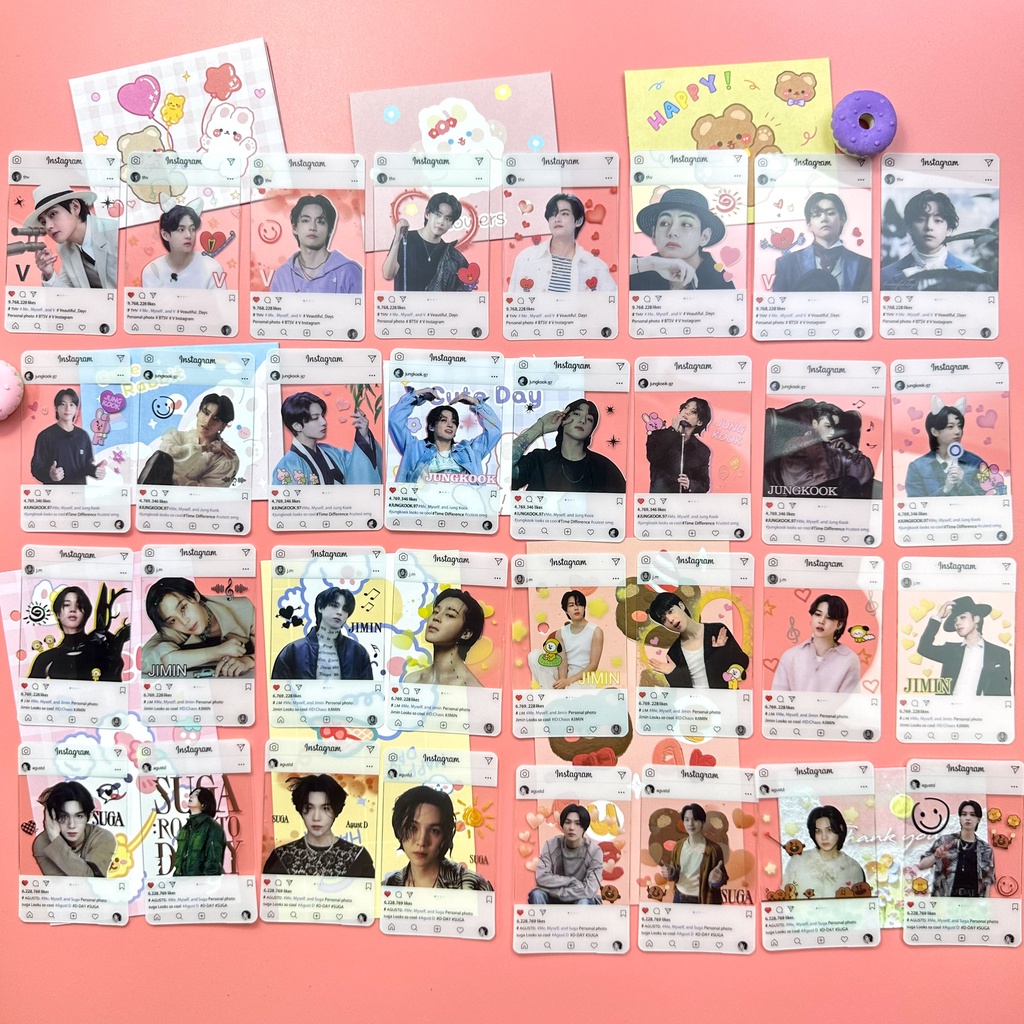 7-8pcs/set BT-S FESTA 10th Anniversary Transparent INS Photocard Lomo Cards JIN RM SUGA J-HOPE ...