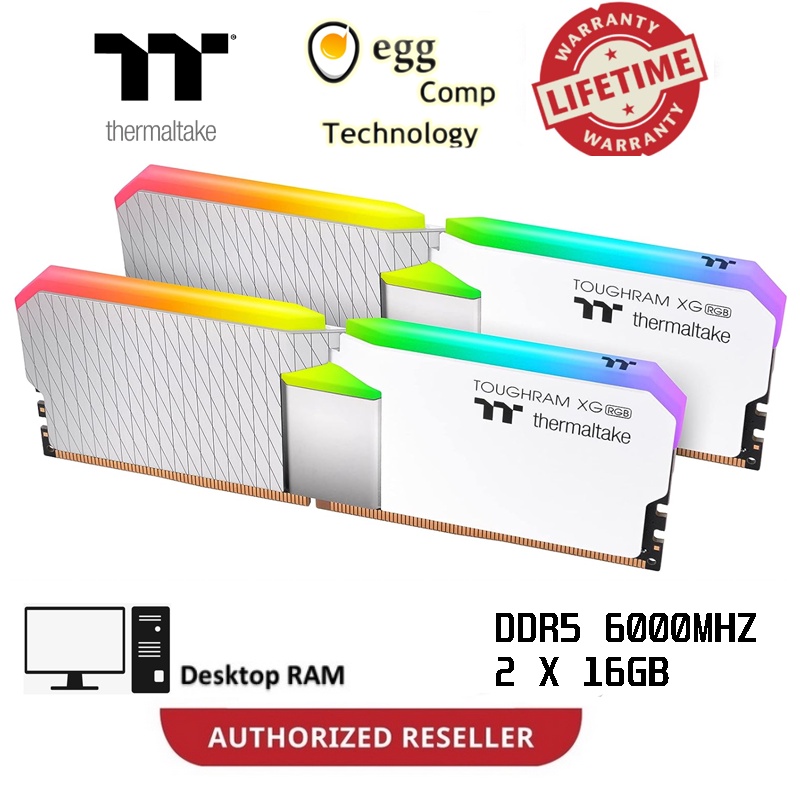 THERMALTAKE TOUGHRAM XG RGB DDR5 6000MHZ 32GB [16GB X2] RAM -WHITE ...