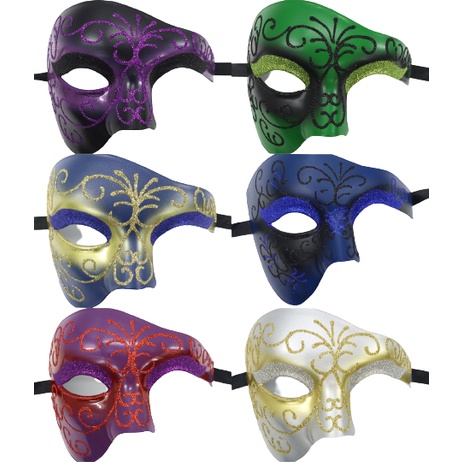 Plastic Half Face Mask Men/Women Halloween Steampunk Phantom Masquerade ...
