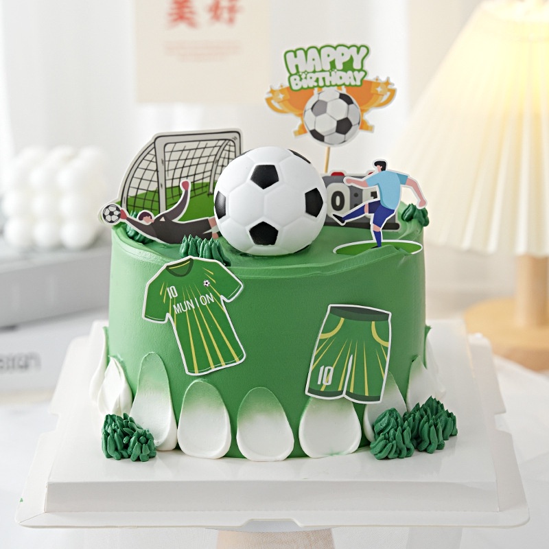 [Spot] Boys' Football Cake Decoration Set Boys' Football Team Cake Top ...