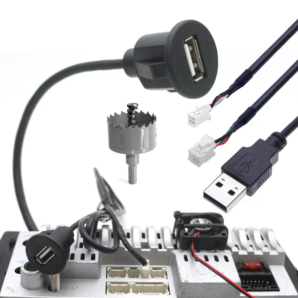Universal Car 4 6 Pin Connector Dual USB Dash Board Mount Cable Adapter ...