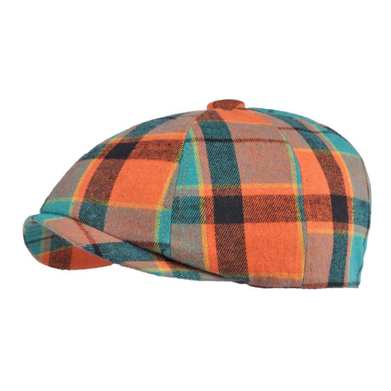 New Cotton Spring Summer Patchwork Plaid Newsboy Caps Flat Peaked Cap ...
