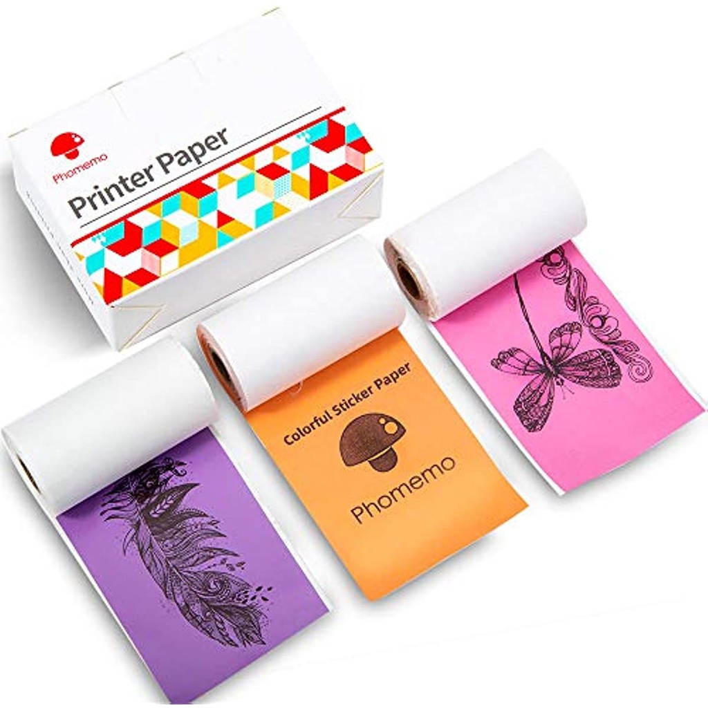 Phomemo Colorful Thermal Sticker Paper for Phomemo M02/M02 Pro/M02S/M03 ...
