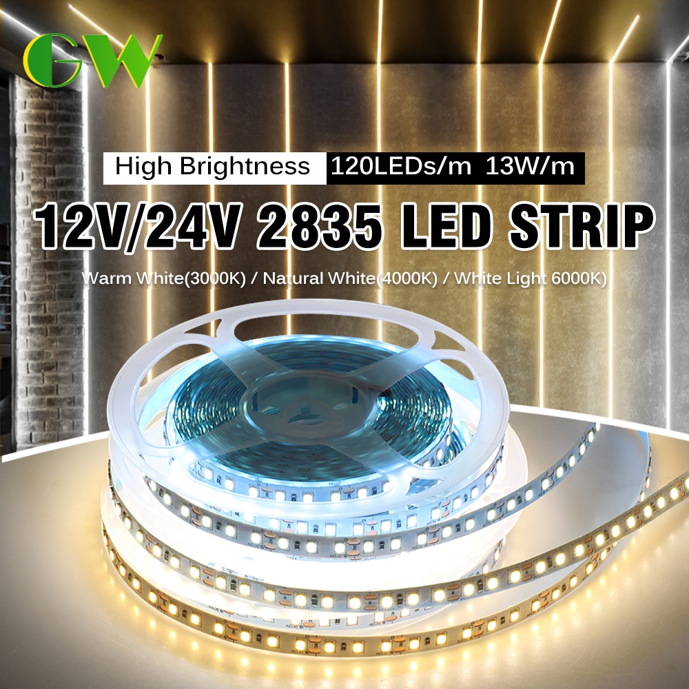 5M 10M 20M LED Strip Light 12V 24V 120LEDs/m LED Strip High Brightness ...