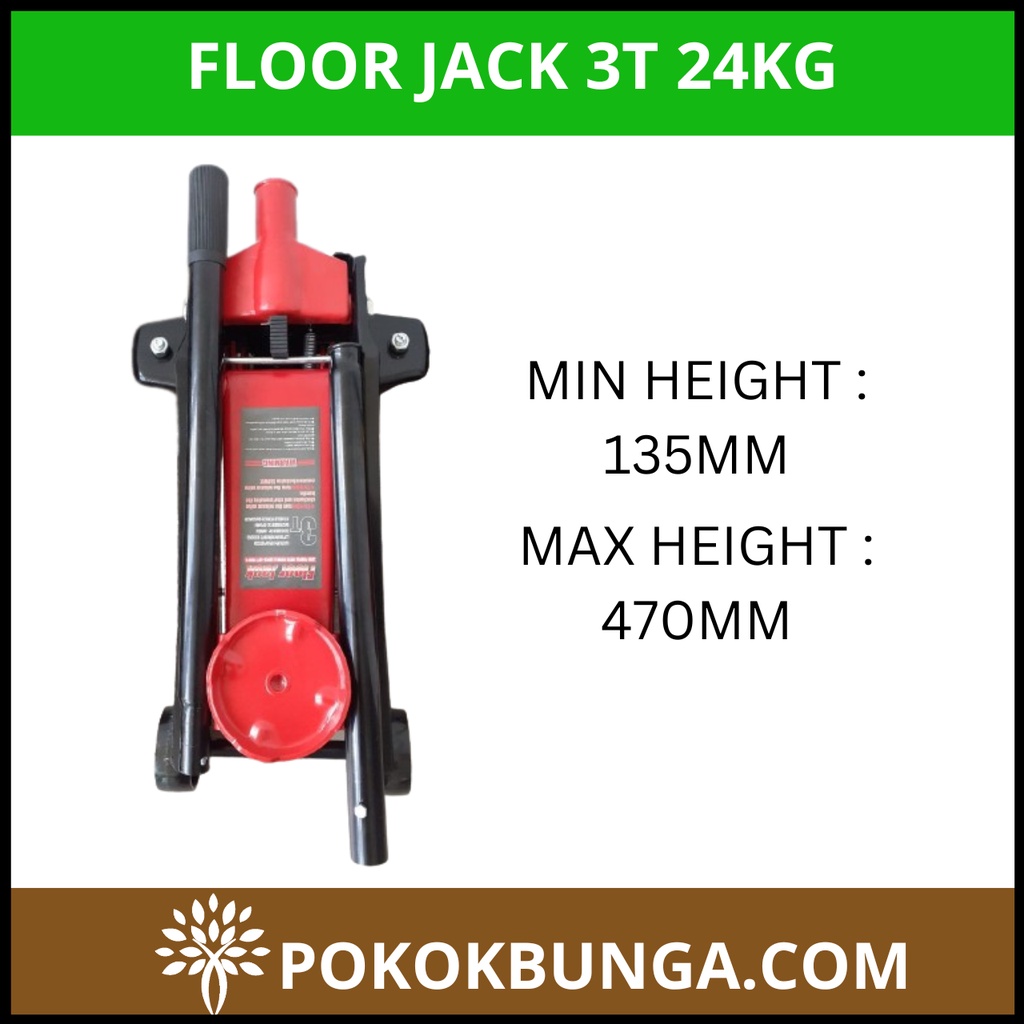 Floor Jack 3T 24KG Jek Tayar Kereta 3T 24KG Hydraulic Jack Kereta ...