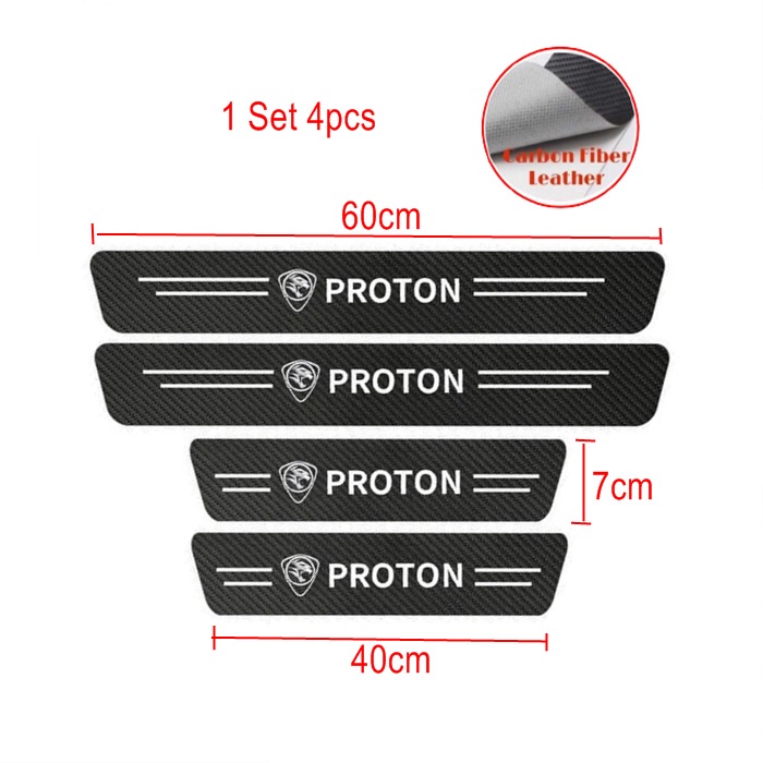 4pcs Side Door Step Carbon Fiber Leather Protector (Proton and Perodua ...