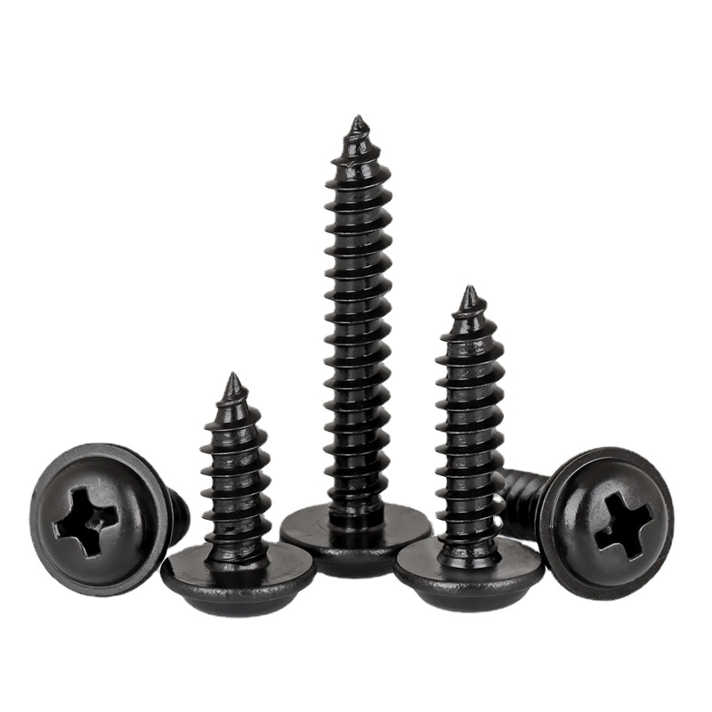 [Quick Shipment-] Black 304 Stainless Steel PWA Phillips Round Head with Pad Self-Tapping Screw ...