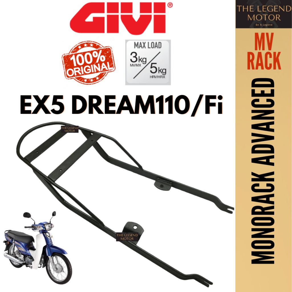 HONDA EX5 DREAM 110 Fi DREAM110 GIVI MV MONORACK MONOTECH MONORACK CARRIER RACK TAPAK KOTAK RAK ...