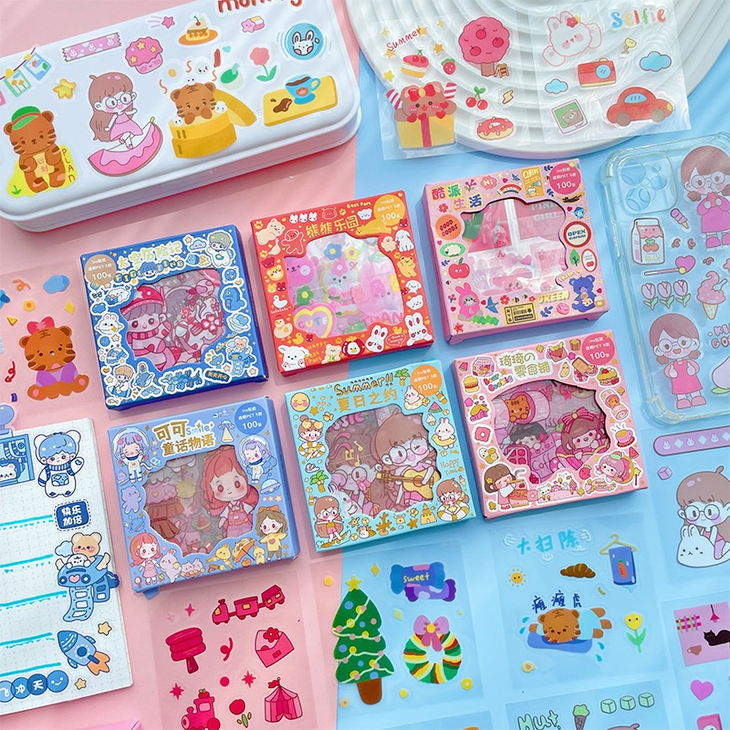 100Pcs/Pack PET Waterproof Stickers for Planner & Bullet Journal Set ...