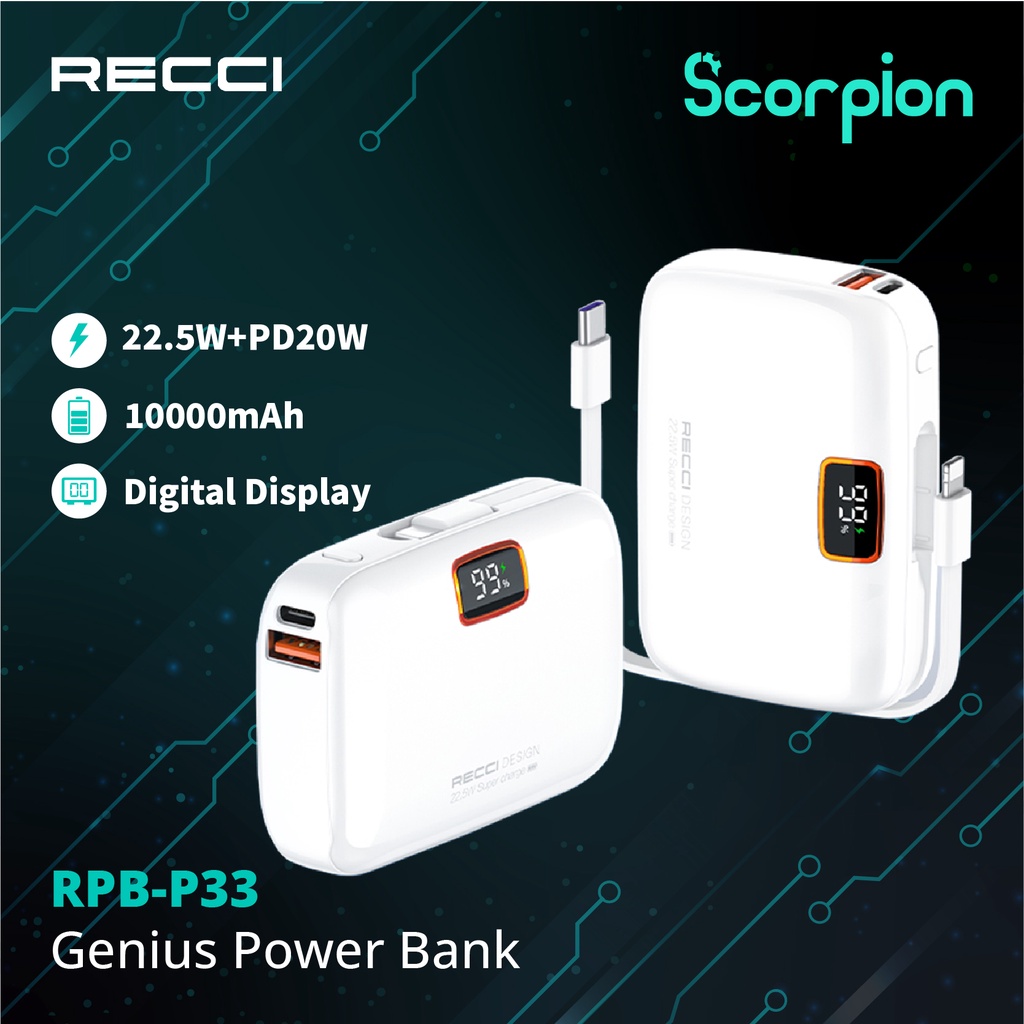 Recci RPB-P33 Genius 10000mAh Power Bank | Shopee Malaysia