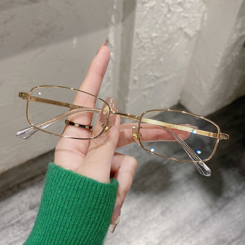 Personality literary rectangular metal glasses frame men's and women's ...