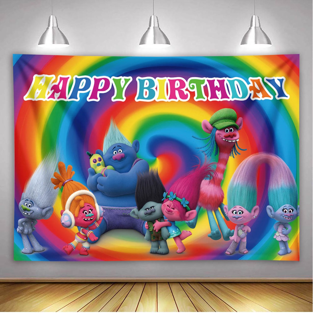 Trolls Birthday Decoration Birthday Banner Party Decoration Background ...