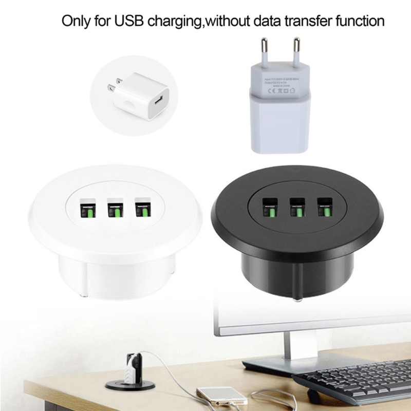 RR 2 Inch Hidden Desk Hole Power Socket Recessed USB Desk Charging ...
