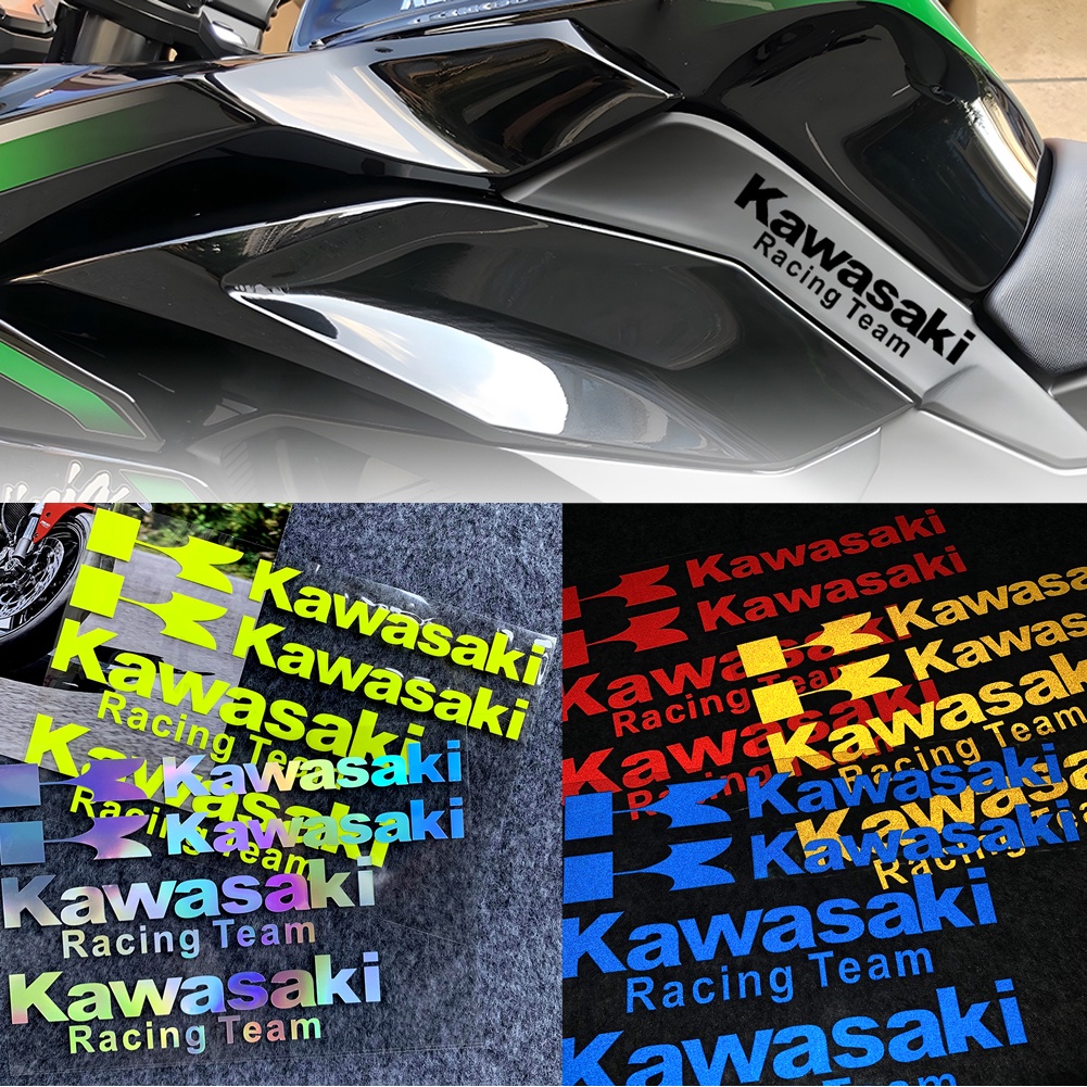 Kawasaki Motorcycle Sticker Logo Set Racing Team Tank Emblem For ...
