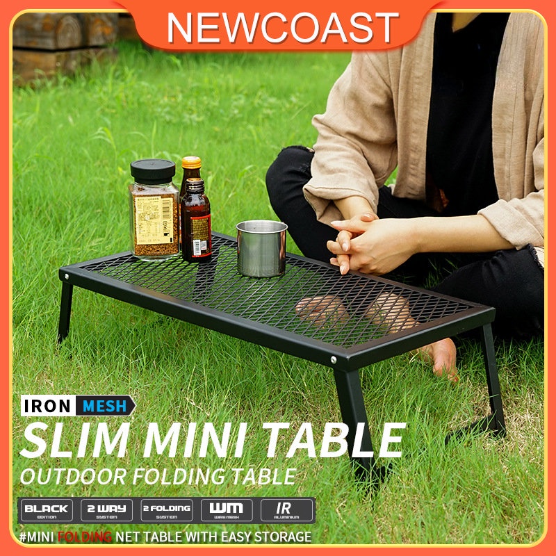Kemah Camping Table Folding Barbeque Net Table Portable Iron BBQ Grill ...