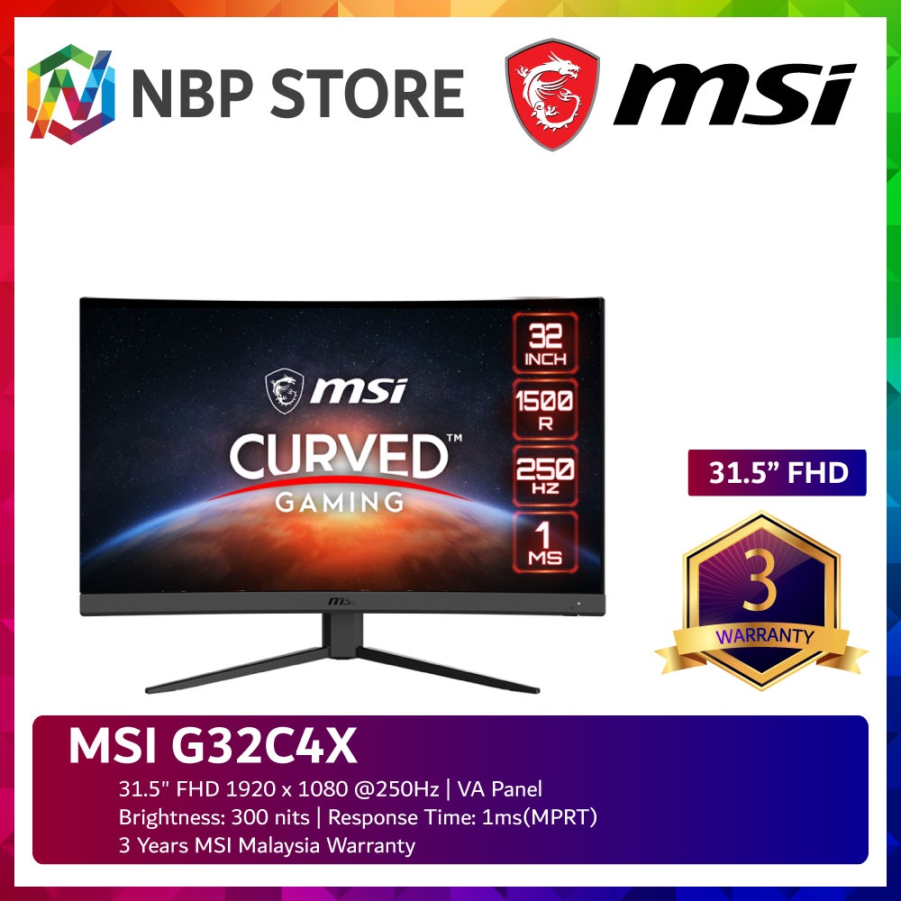 MSI G32C4X 31.5" FHD 250Hz Curved Gaming Monitor | Shopee Malaysia