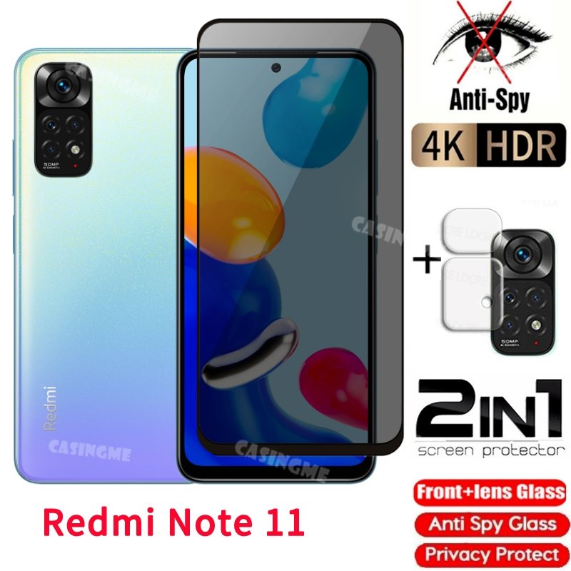Redmi Note 11 Private Tempered Glass Anti-Spy Full Cover Screen ...